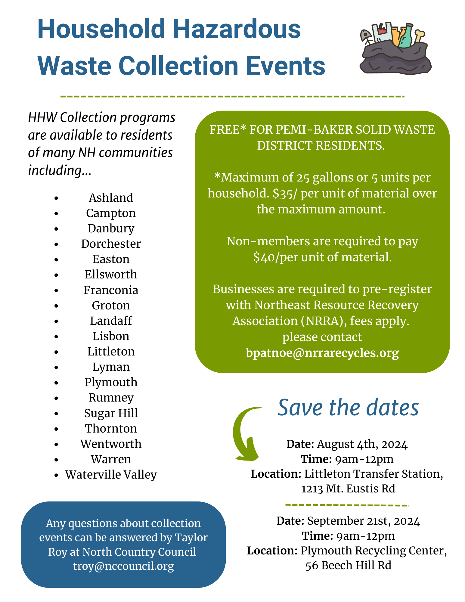 2024 Household Hazardous Waste Days - North Country Council